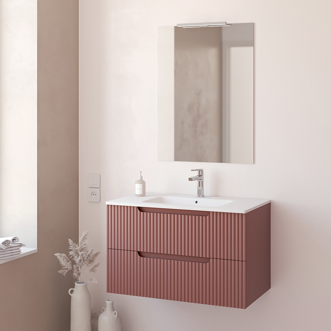 ENSEMBLE EMILIEN TERRACOTTA MIROIR LED au meilleur prix | E.Leclerc